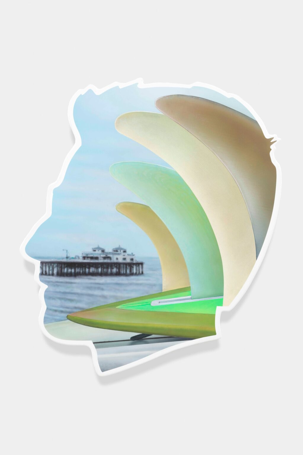 ALEX ISRAEL Self-Portrait (Fins and Pier), 2023 Acrylic on Sintra 24 x ...