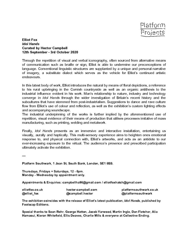 Elliot Fox - Idol Hands - Press Release - FAD Magazine