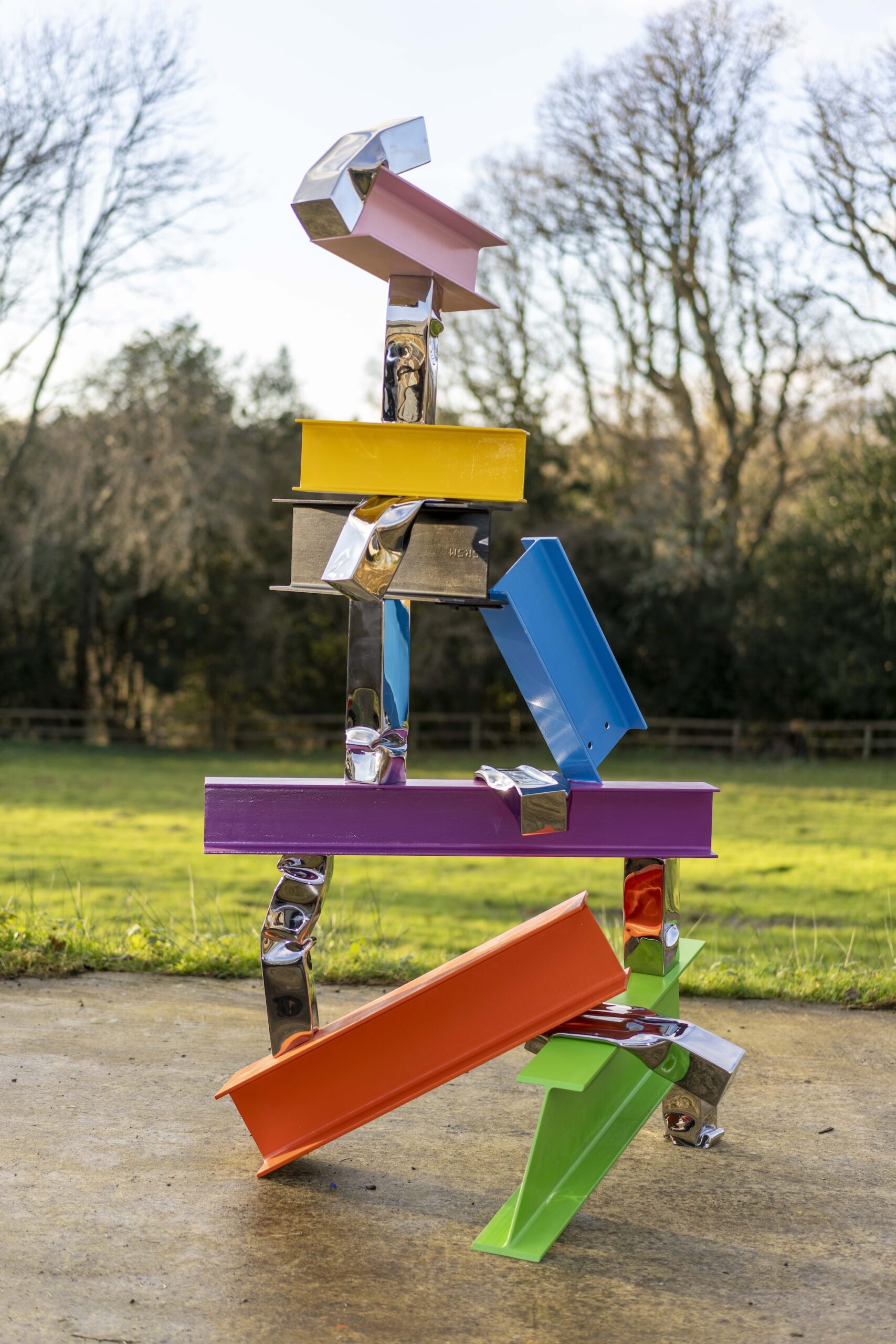 Folly 2024 Painted steel I-beams and Stainless steel Photo Noah Dacosta ...