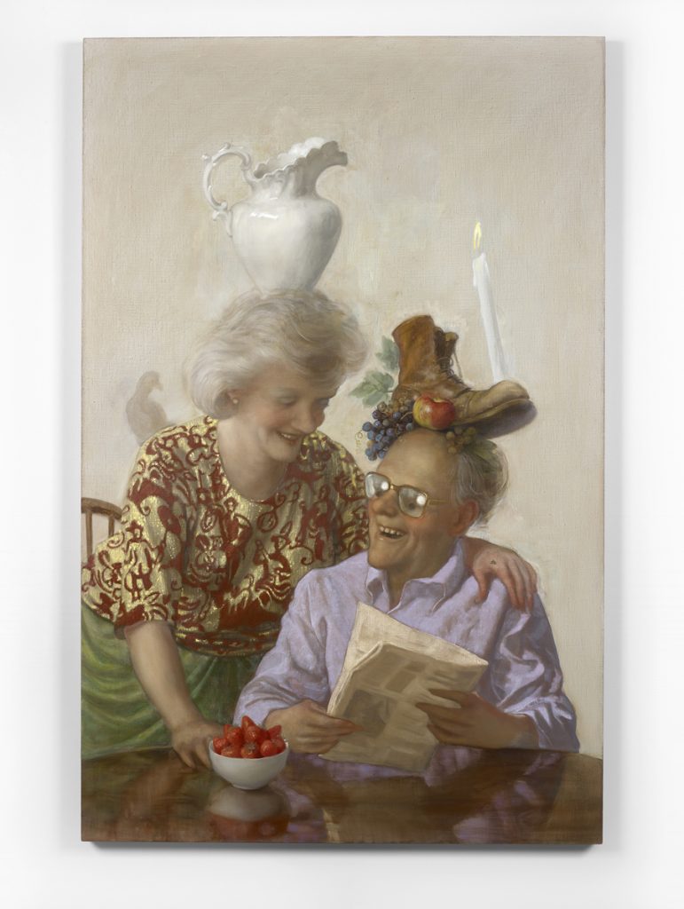 John Currin Newspaper Couple 2016 oil on canvas 173 x 112 x 4 cm / 68 ...