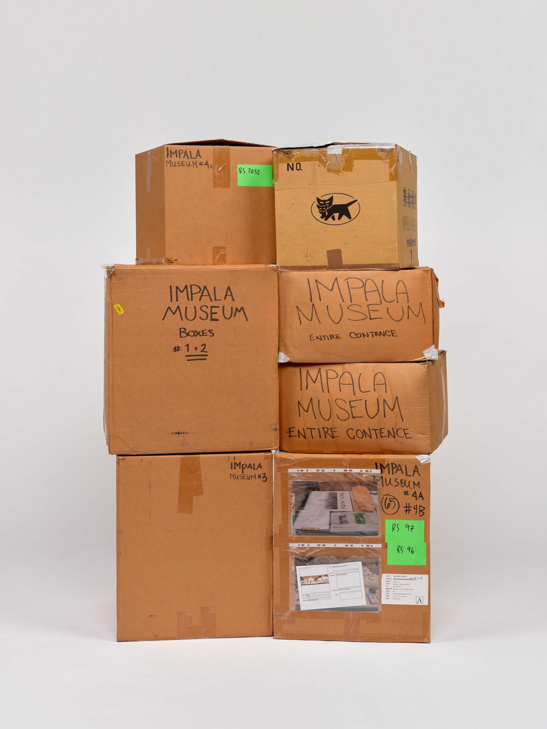 Storage boxes of archival material from Jason Rhoades’ ‘IMPALA ...
