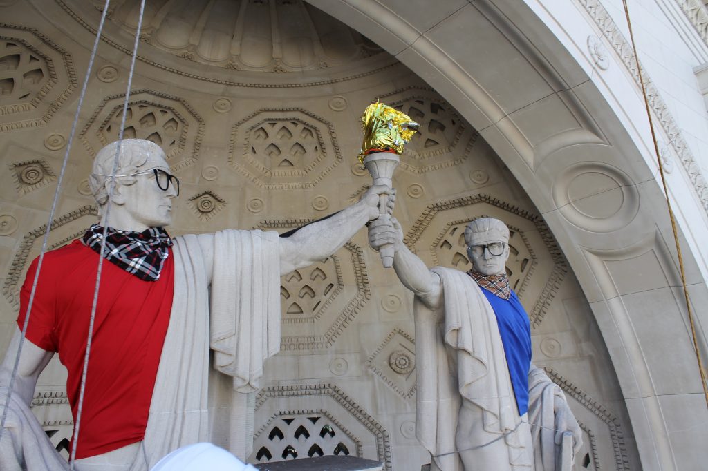 French artist Léo Caillard dresses classical statues as hipsters above ...
