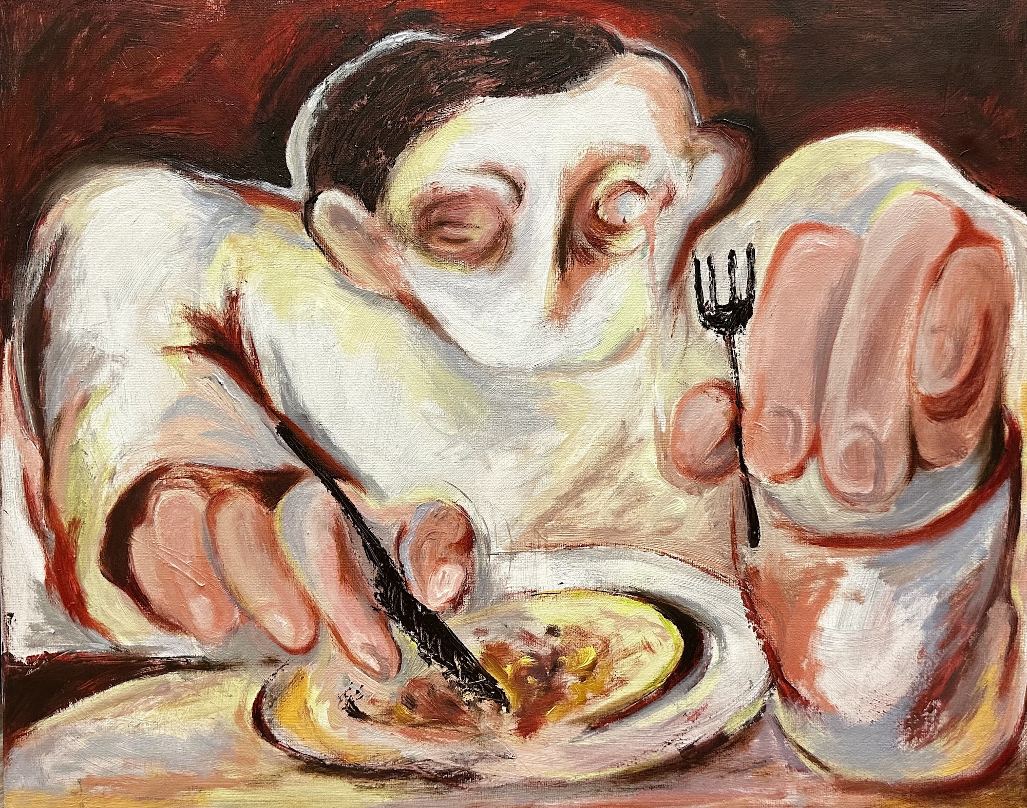 The Eager Diner, Acrylic and oil on canvas, 2025 - FAD Magazine