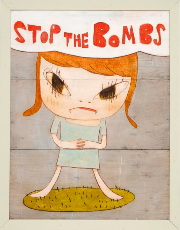 Yoshitomo-Nara-STOP-THE-BOMBS-2019-acrylic-on-wood-©-Yoshitomo-Nara ...